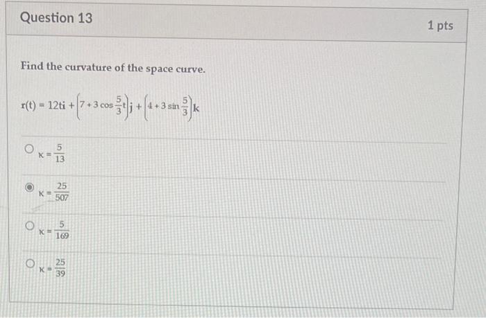 Solved Find the curvature of the space curve. | Chegg.com
