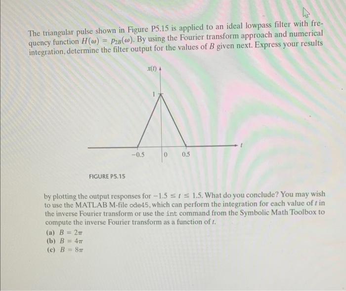 Solved The triangular pulse shown in Figure P5.15 is applied | Chegg.com