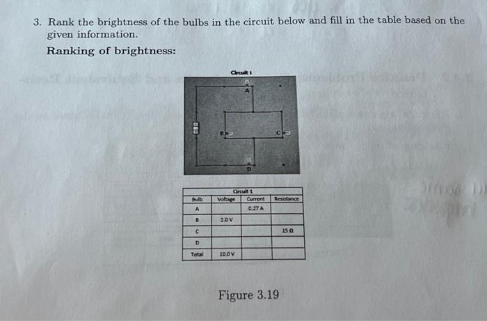 Solved 3. Rank the brightness of the bulbs in the circuit | Chegg.com