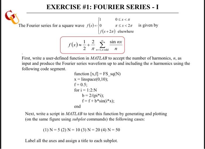 Solved Fourier series for a square wave | Chegg.com