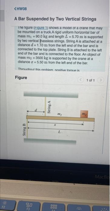 Solved A Bar Suspended by Two Vertical Strings Ihe nigure | Chegg.com