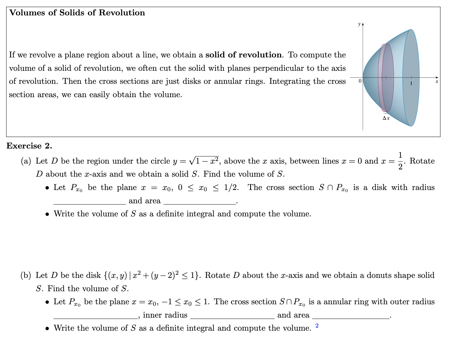 Solved Volumes of Solids of RevolutionIf we revolve a plane | Chegg.com