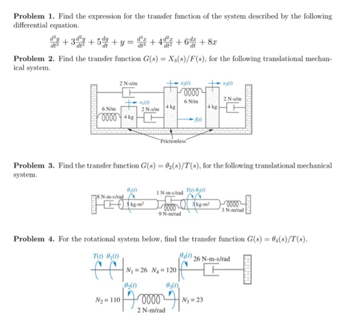 Solved Problem 1. Find the expression for the transfer | Chegg.com
