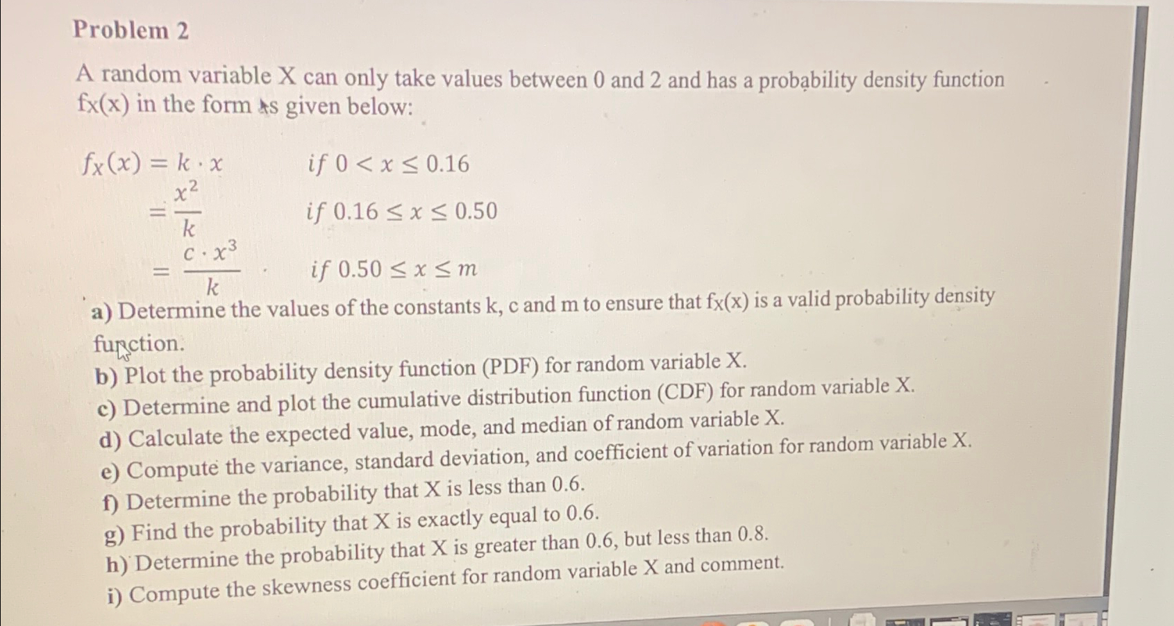 Problem 2A random variable x ﻿can only take values | Chegg.com