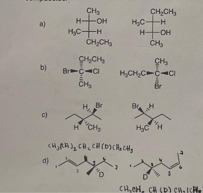 Solved identify the existing relationship (diastereoisomers, | Chegg.com