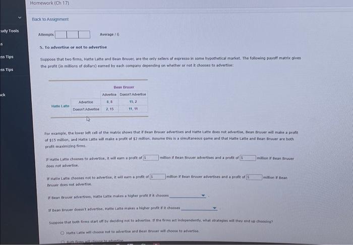 Solved udy Tools IS ss Tips ss Tips ack Homework (Ch 17) | Chegg.com