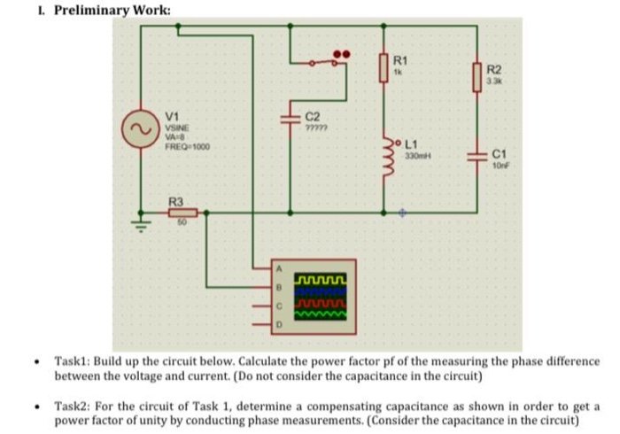 Solved I. Preliminary Work: UN R2 VSINE VAB FREQ1000 Task1: | Chegg.com