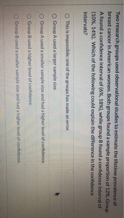 Solved Two research groups used observational studies to | Chegg.com