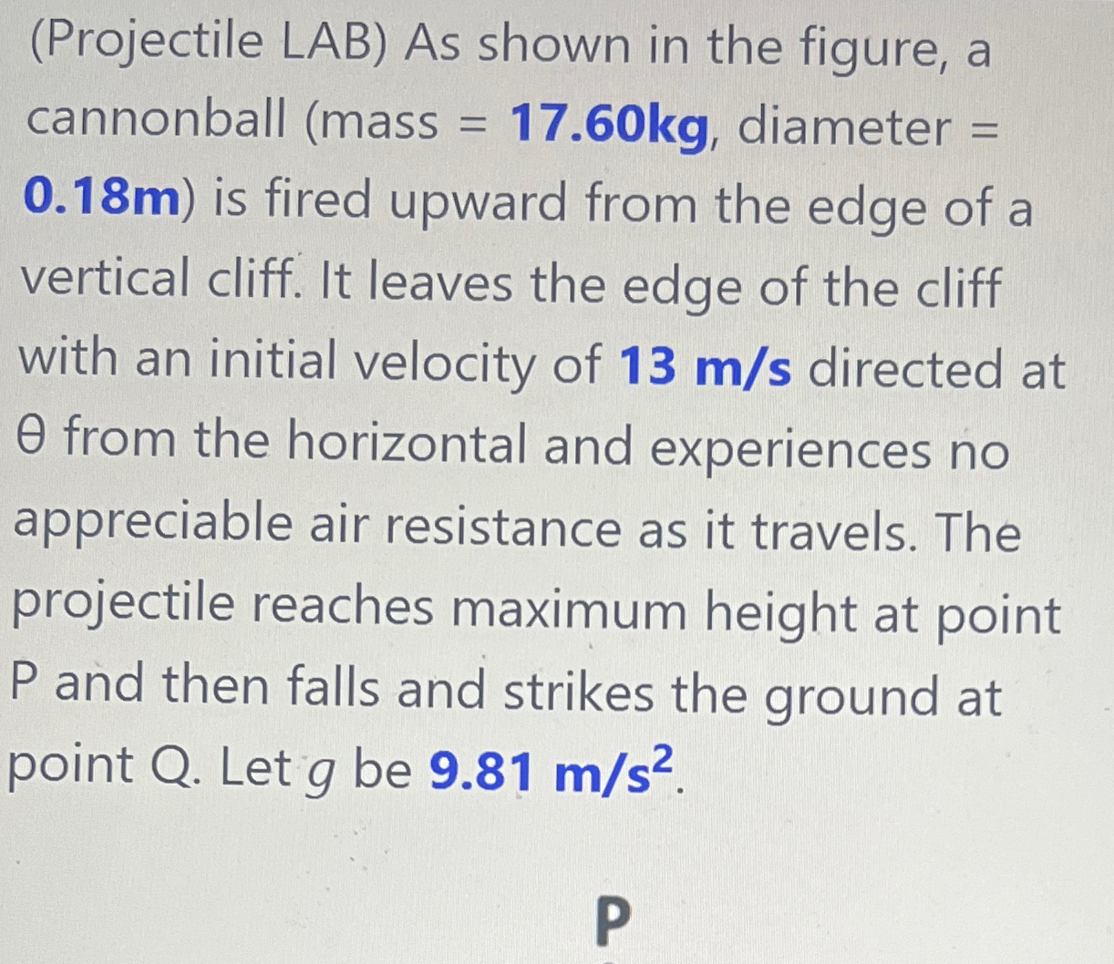 Solved (Projectile LAB ) ﻿As shown in the figure, a | Chegg.com
