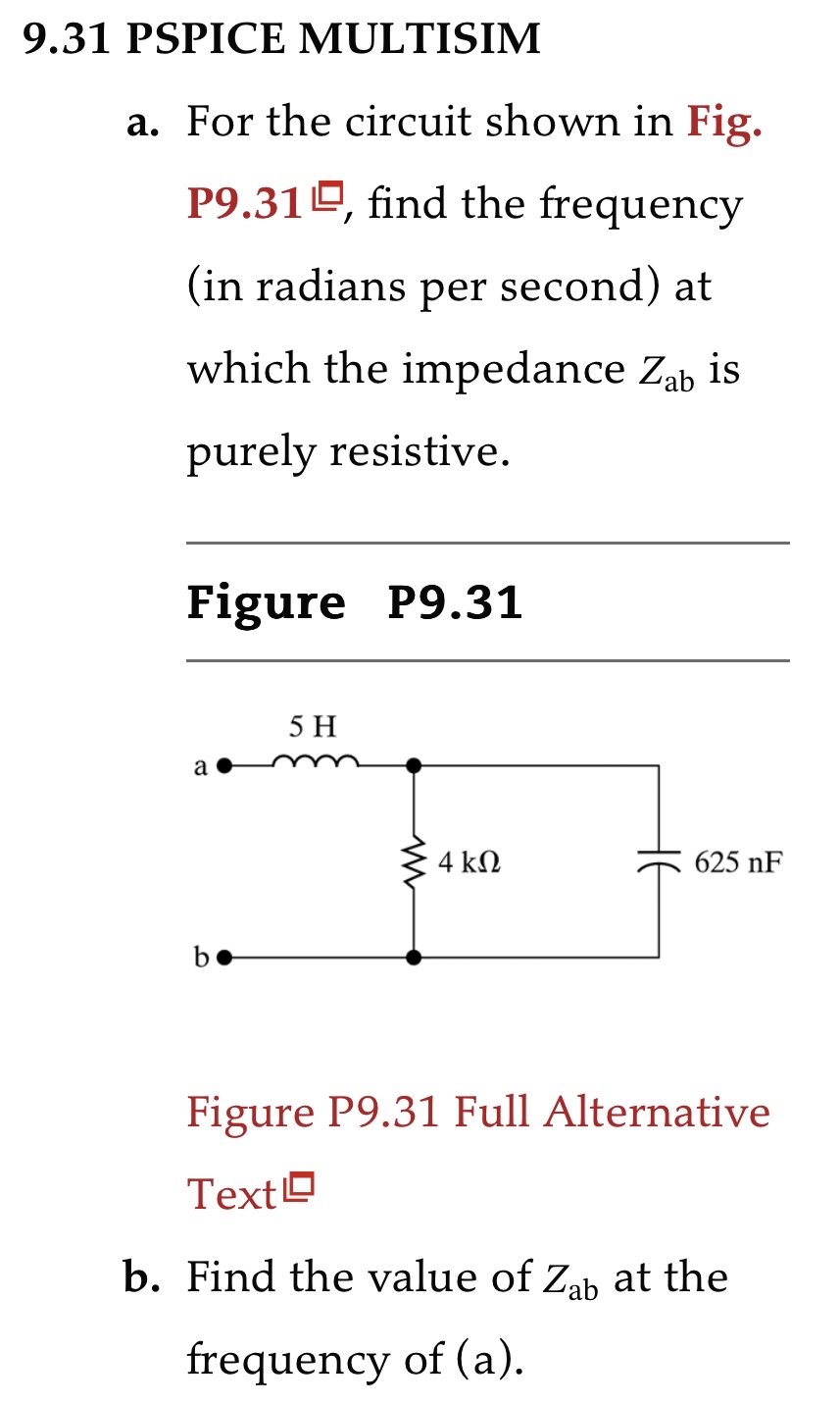 Solved 9.31 ﻿PSPICE MULTISIMa. ﻿For the circuit shown in | Chegg.com