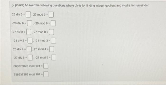 (2 points) Answer the following questions where div | Chegg.com