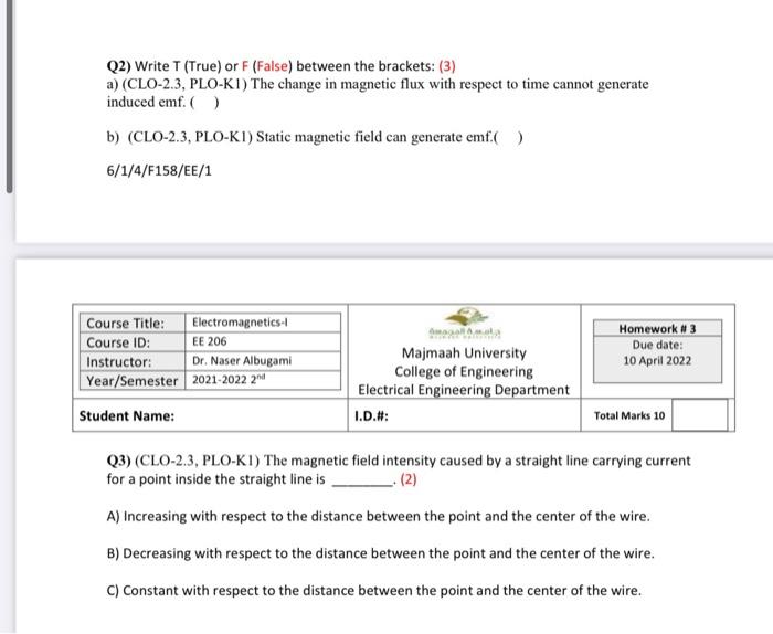 Solved Q2) Write T (True) or F (False) between the brackets: | Chegg.com