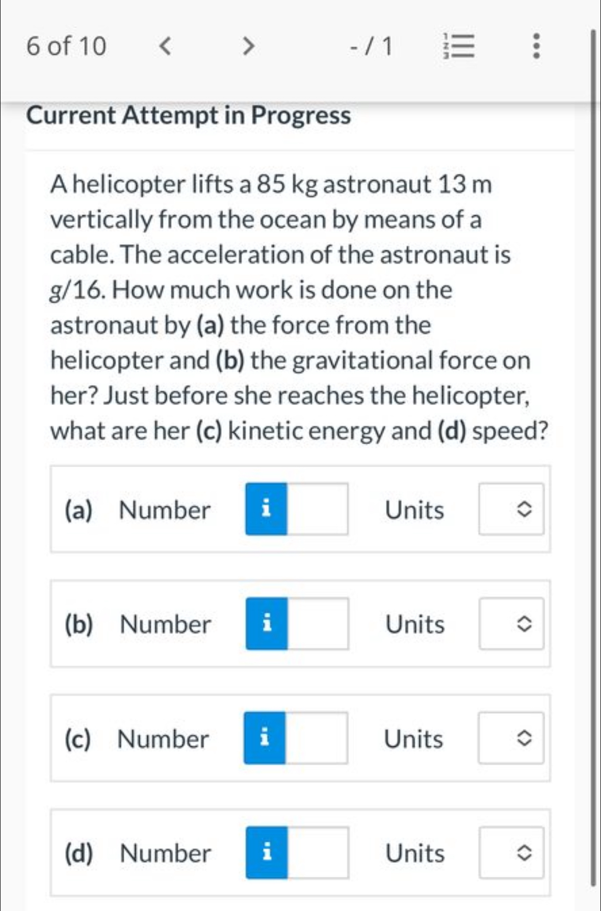 Solved 6 ﻿of 10-1Current Attempt in ProgressA helicopter | Chegg.com