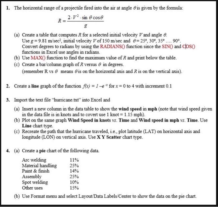 Solved Instructions 1. Open a new Excel Workbook. 2. Solve | Chegg.com