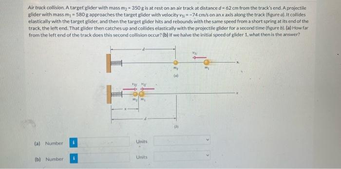 Solved Air trock collision, A target glider with mass m2=350 | Chegg.com