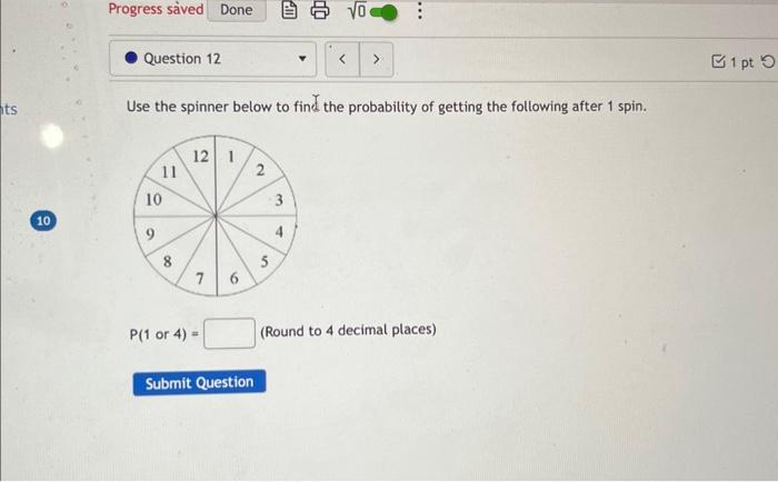 Solved Use the spinner below to find the probability of | Chegg.com