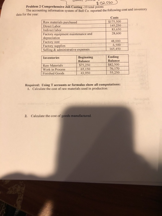 Solved 1) calculate the cost of raw materials used in | Chegg.com