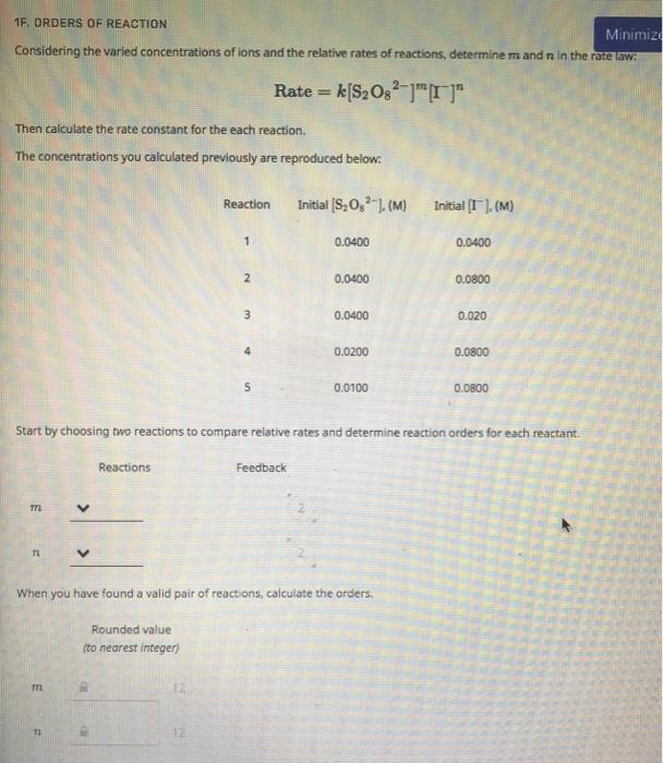 1E, RATES AND RELATIVE RATES OF REACTION Calculate | Chegg.com