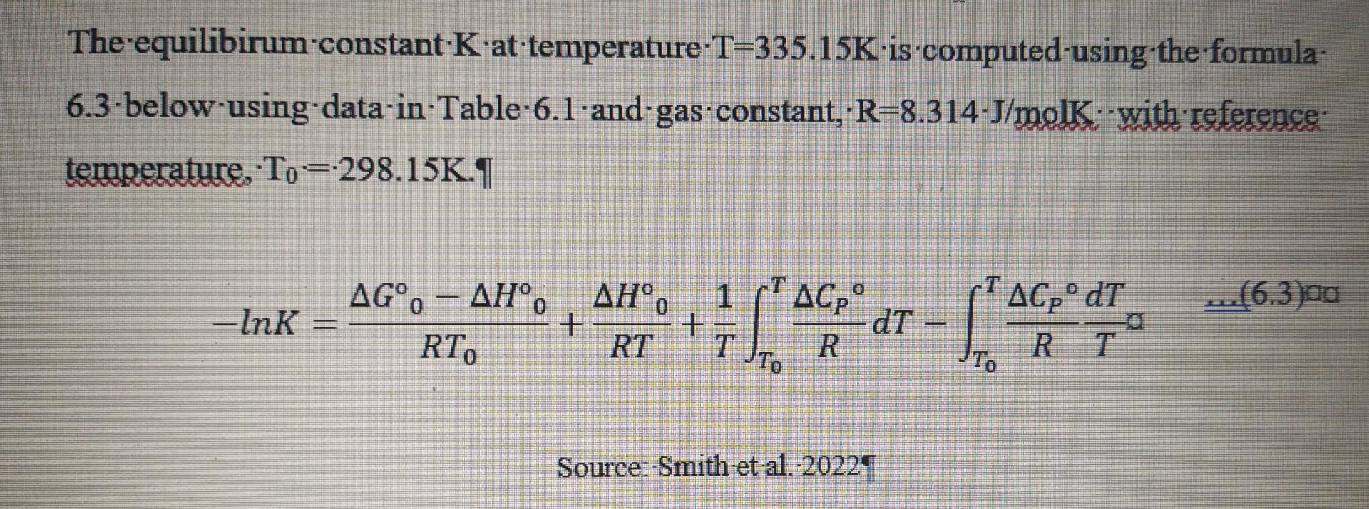 Solved Table 6.1→ Standard Thermodynamics Data for each | Chegg.com
