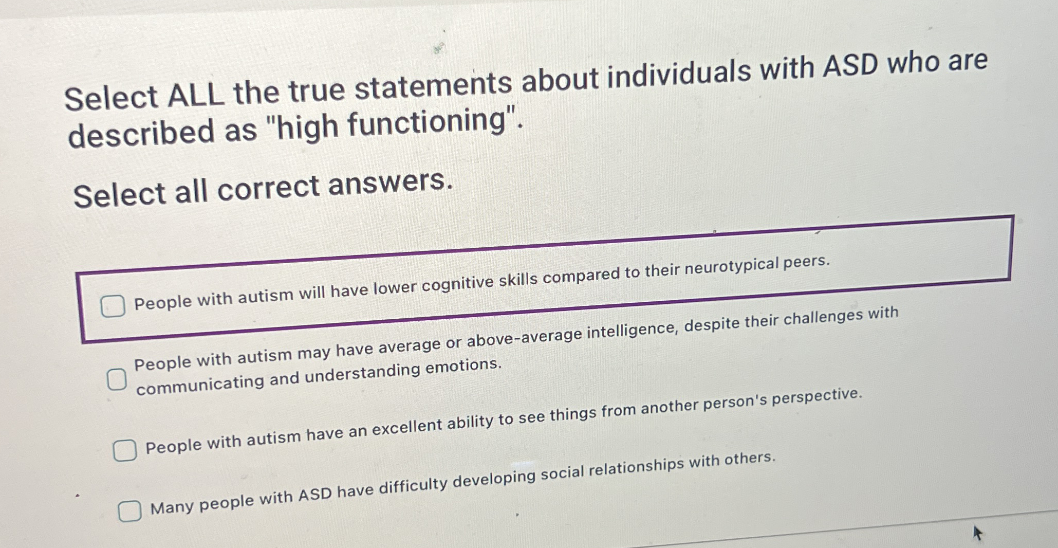 Solved Select ALL the true statements about individuals with | Chegg.com