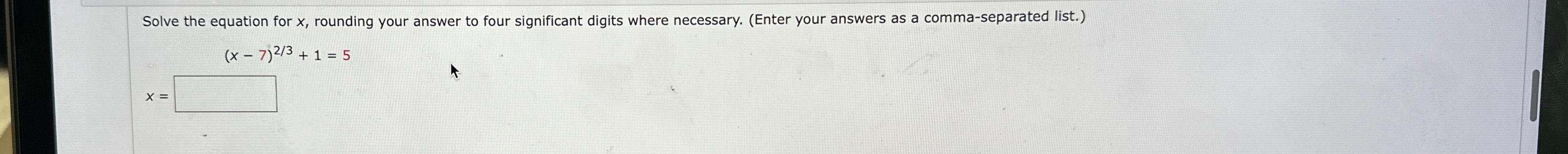 Solved Solve the equation for x, ﻿rounding your answer to | Chegg.com