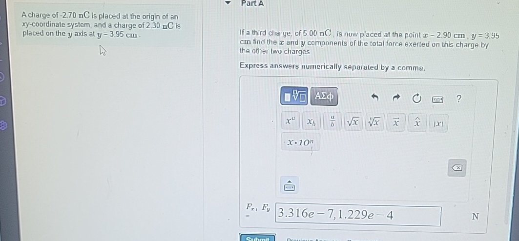 A charge of -2.70 ﻿nC is placed at the origin of an | Chegg.com