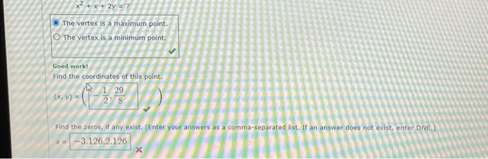 Solved Determine whether the function's vertex is a maximum | Chegg.com