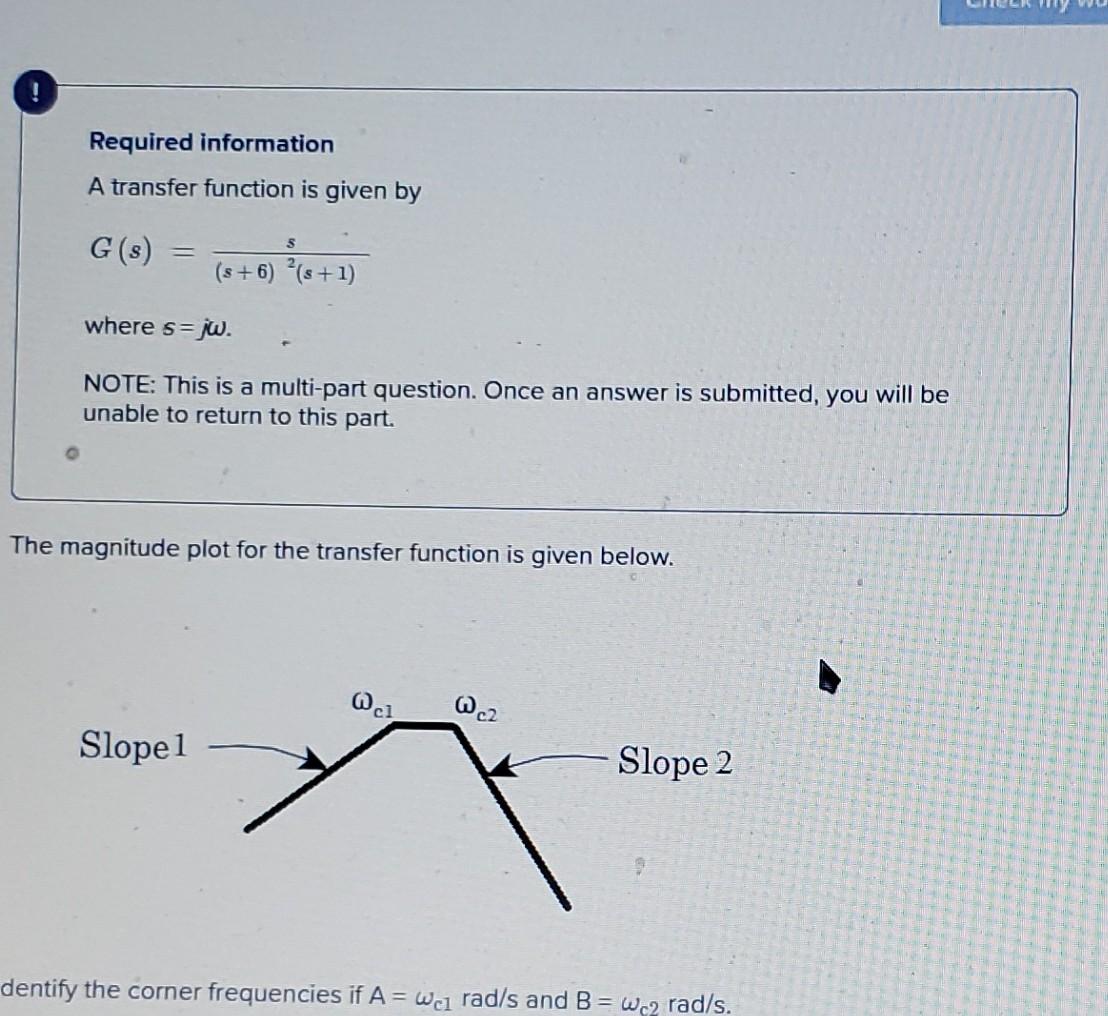 Solved Required information A transfer function is given | Chegg.com