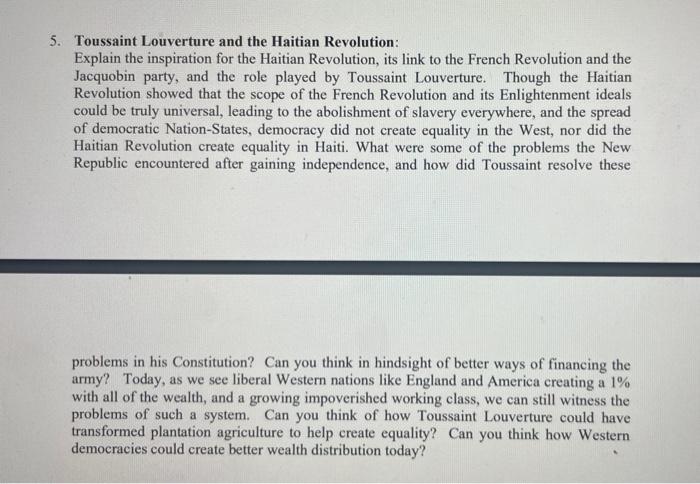 5. Toussaint Louverture and the Haitian Revolution: | Chegg.com