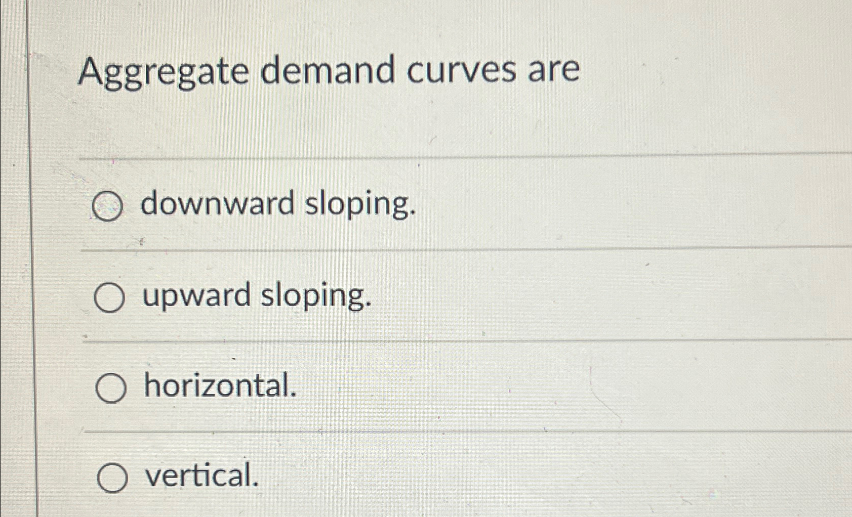 Solved Aggregate demand curves aredownward sloping.upward | Chegg.com