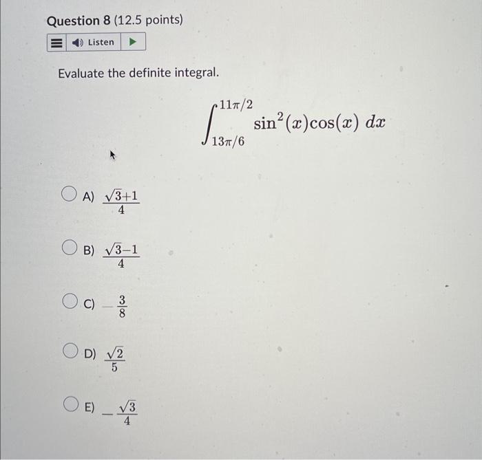 Solved Evaluate the definite integral. | Chegg.com