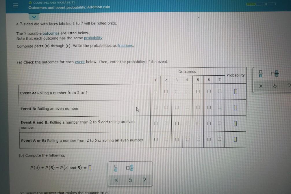 Solved = COUNTING AND PROBABILITY Outcomes and event | Chegg.com