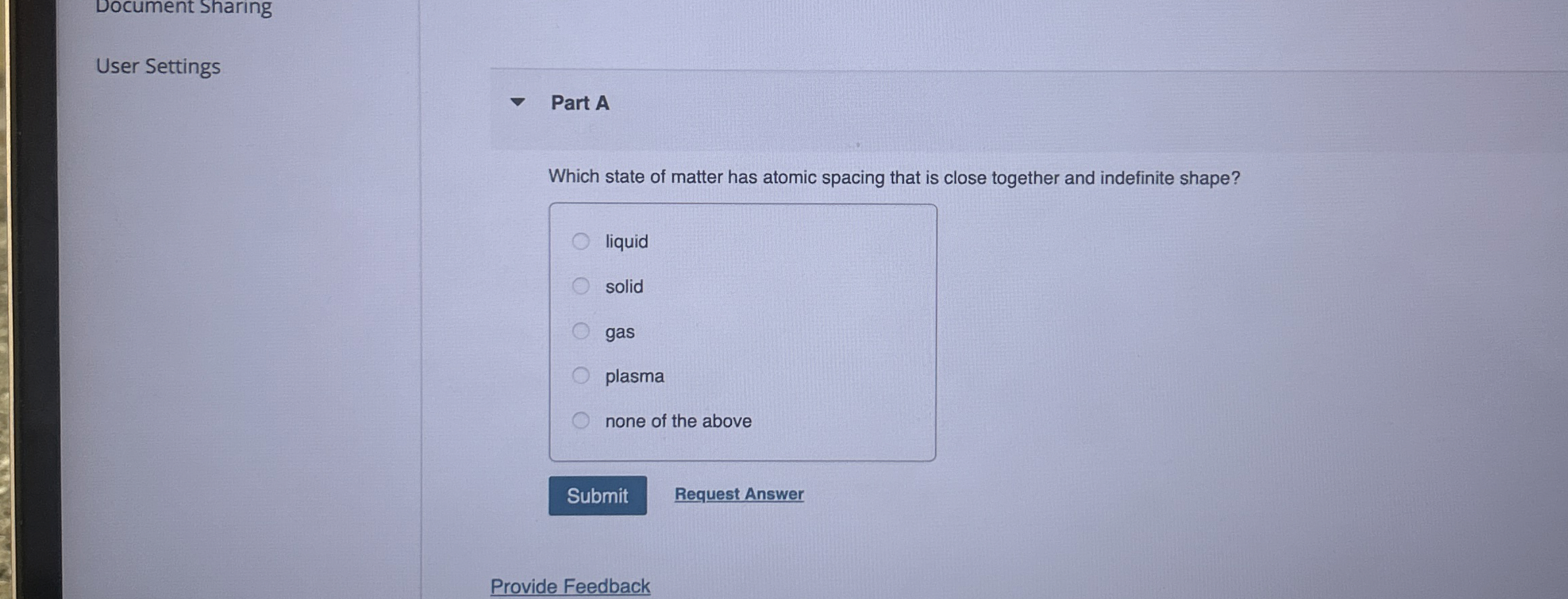 Solved Document SharingUser SettingsPart AWhich state of | Chegg.com