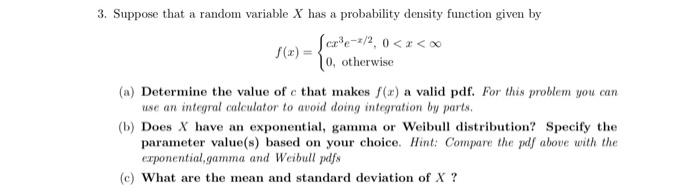Solved 3. Suppose that a random variable X has a probability | Chegg.com
