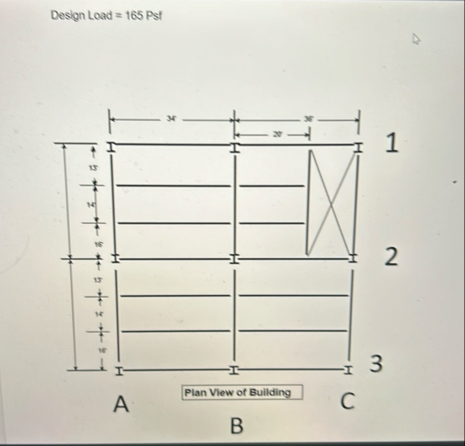 Solved Design Load =165 ﻿Psf, ﻿find all column loads | Chegg.com