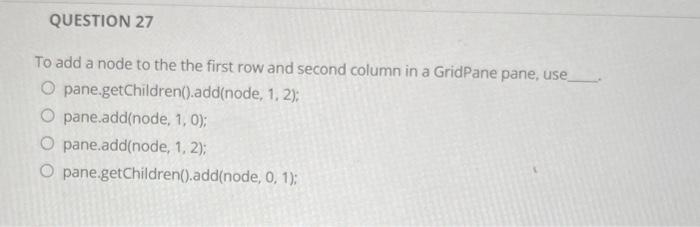 Solved QUESTION 27 To add a node to the the first row and | Chegg.com