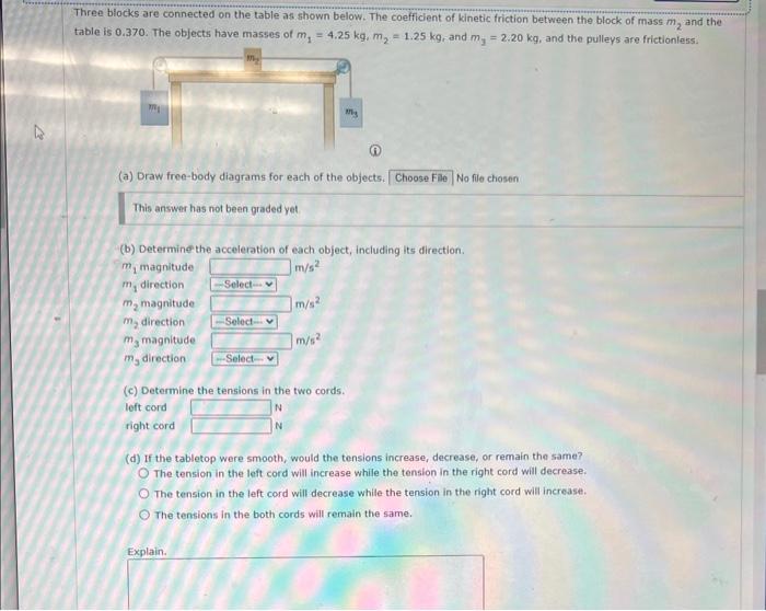 Solved Three blocks are connected on the table as shown | Chegg.com