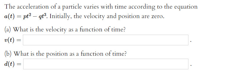 Solved The acceleration of a particle varies with time | Chegg.com