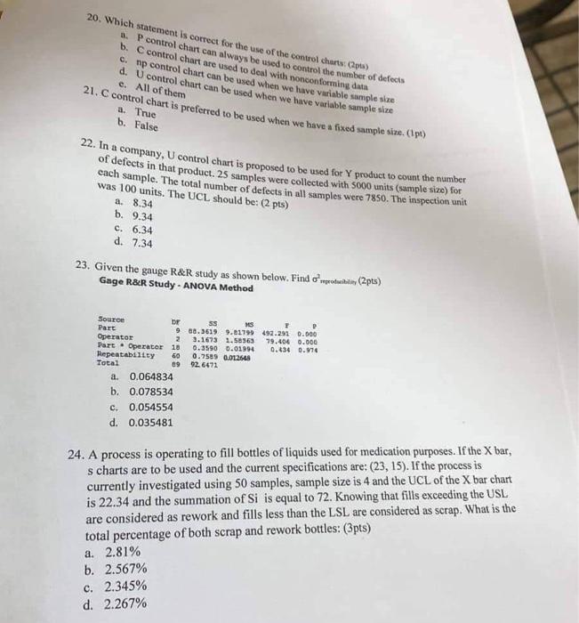 Solved 20. Which statement is correct for the use of the | Chegg.com