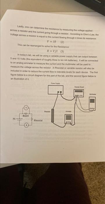 1. compare your values for the resistance for each | Chegg.com