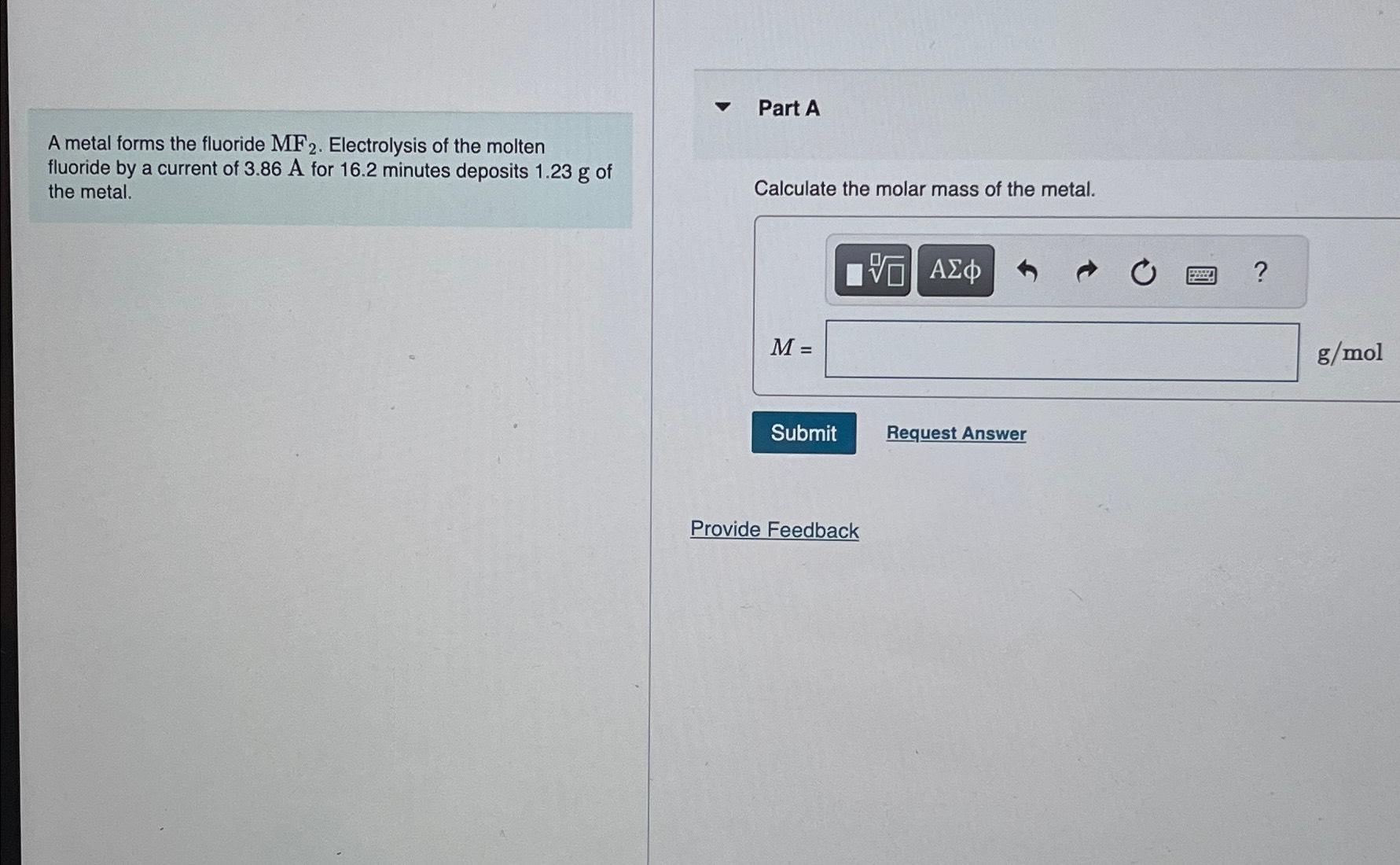 Solved A metal forms the fluoride MF2. ﻿Electrolysis of the | Chegg.com