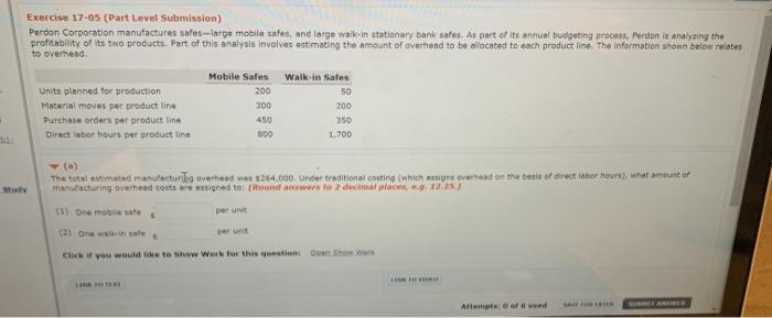 Solved Exercise 17-05 (Part Level Submission) Perdon | Chegg.com