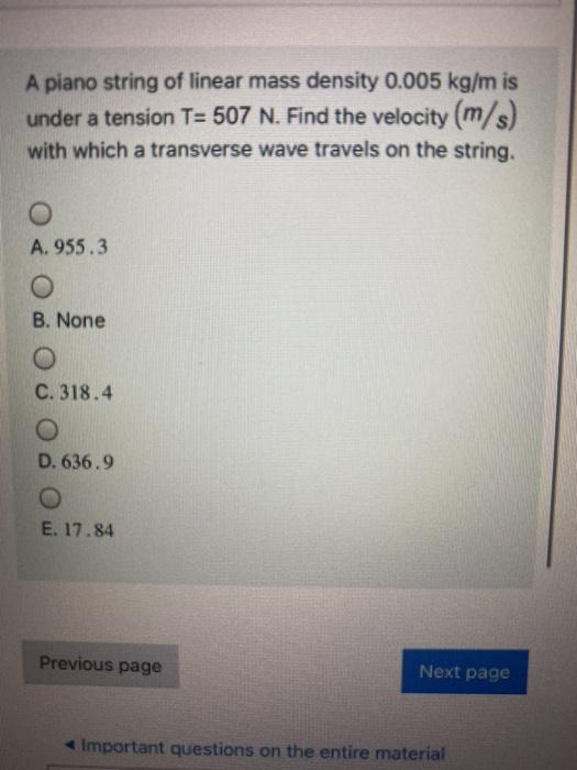 Solved A piano string of linear mass density 0.005 kg/m is | Chegg.com