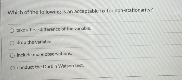 Solved Which of the following is an acceptable fix for | Chegg.com