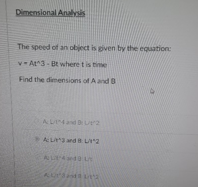 Solved Dimensional AnalysisThe speed of an object is given | Chegg.com