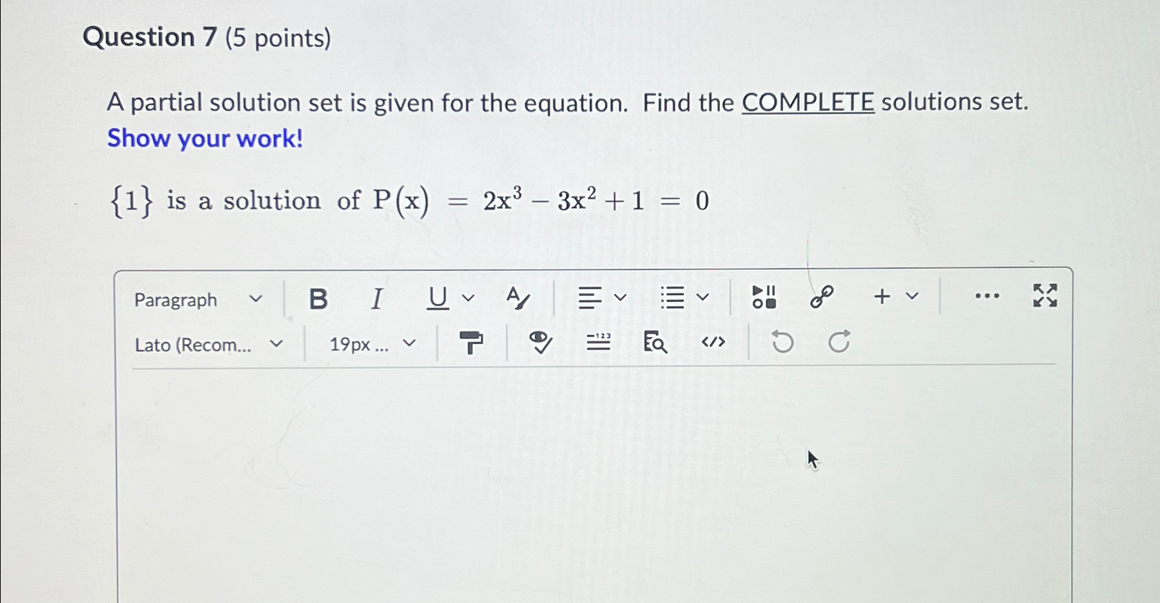 Solved Question 7 (5 ﻿points)A partial solution set is given | Chegg.com