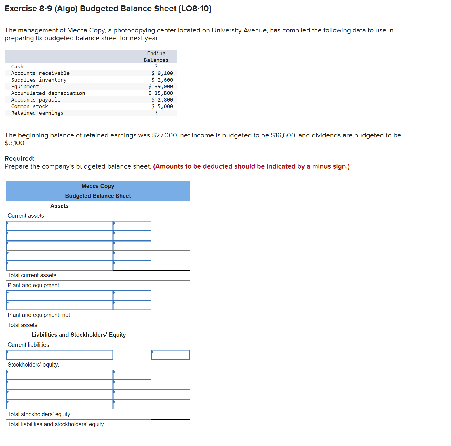 Solved Exercise 8-6 (Algo) ﻿Selling and Administrative | Chegg.com