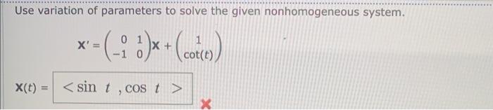 Solved Use variation of parameters to solve the given | Chegg.com