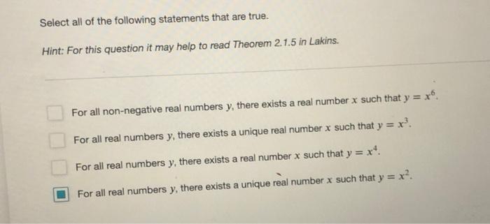Solved Select all of the following statements that are true. | Chegg.com