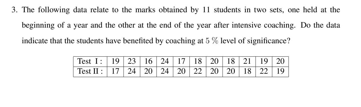 Solved 3. The following data relate to the marks obtained by | Chegg.com
